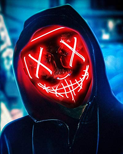 Scary Halloween Mask, LED Light up Mask Cosplay for Halloween Party De ...