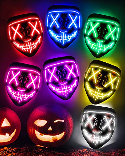 Scary Halloween Mask, LED Light up Mask Cosplay for Halloween Party De ...
